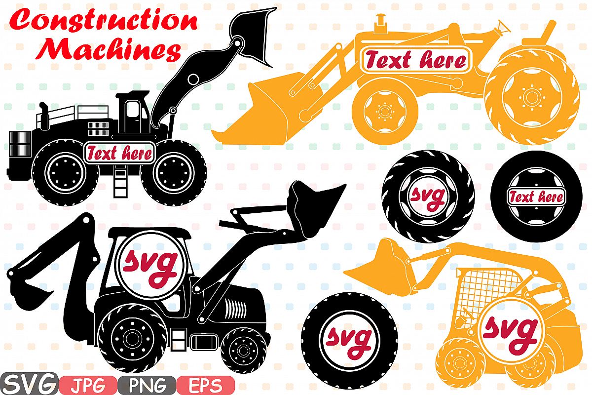 Construction Cars Excavator stickers builders Clipart -604S (68617 ...