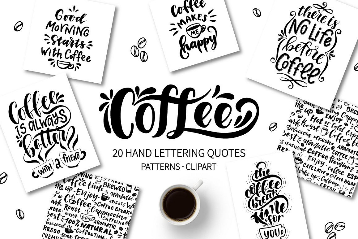 Coffee lettering set