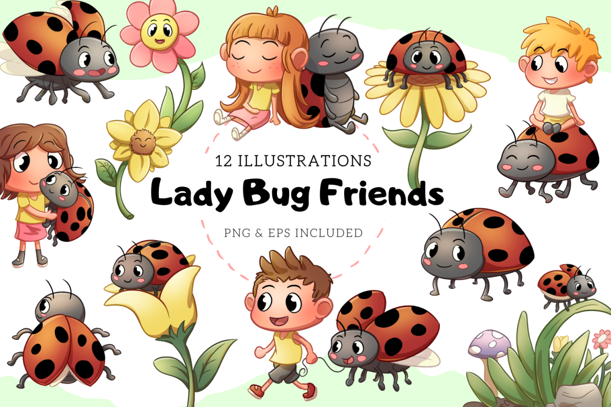 Lady Bug Friends Cute Illustrations