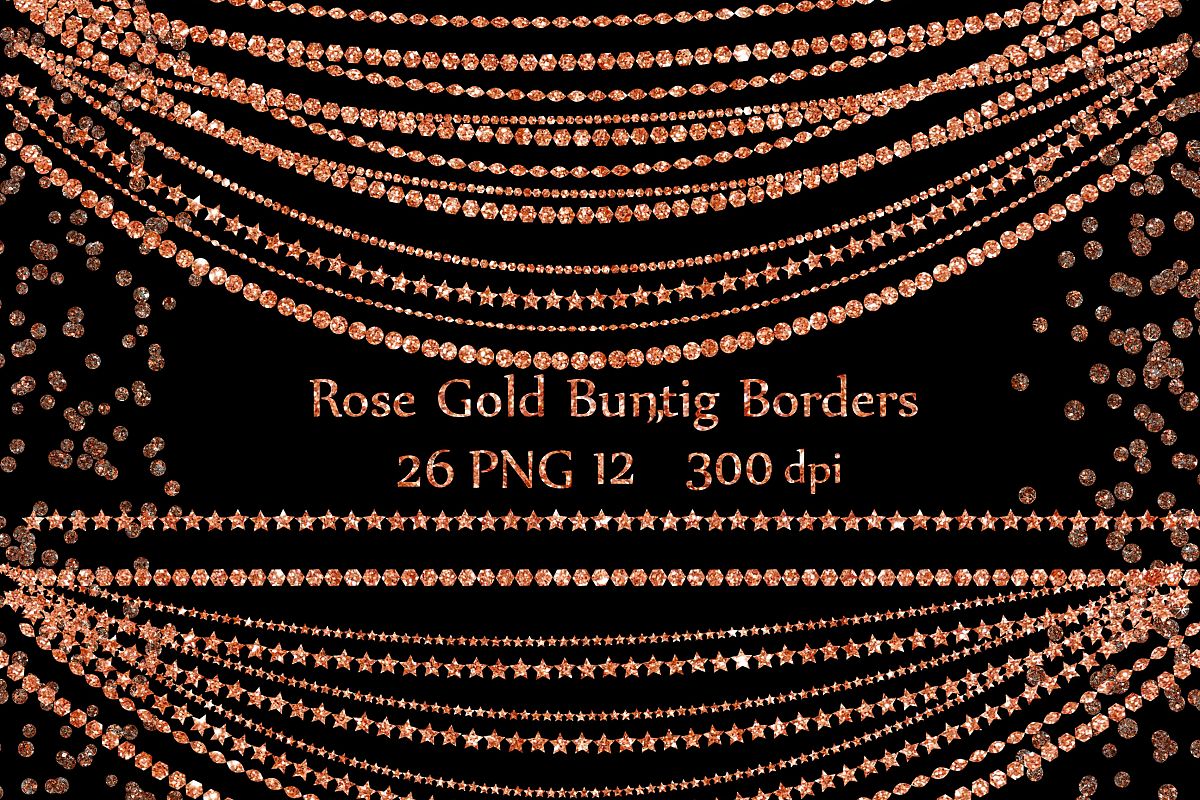 Rose Gold Glitter borders clipart