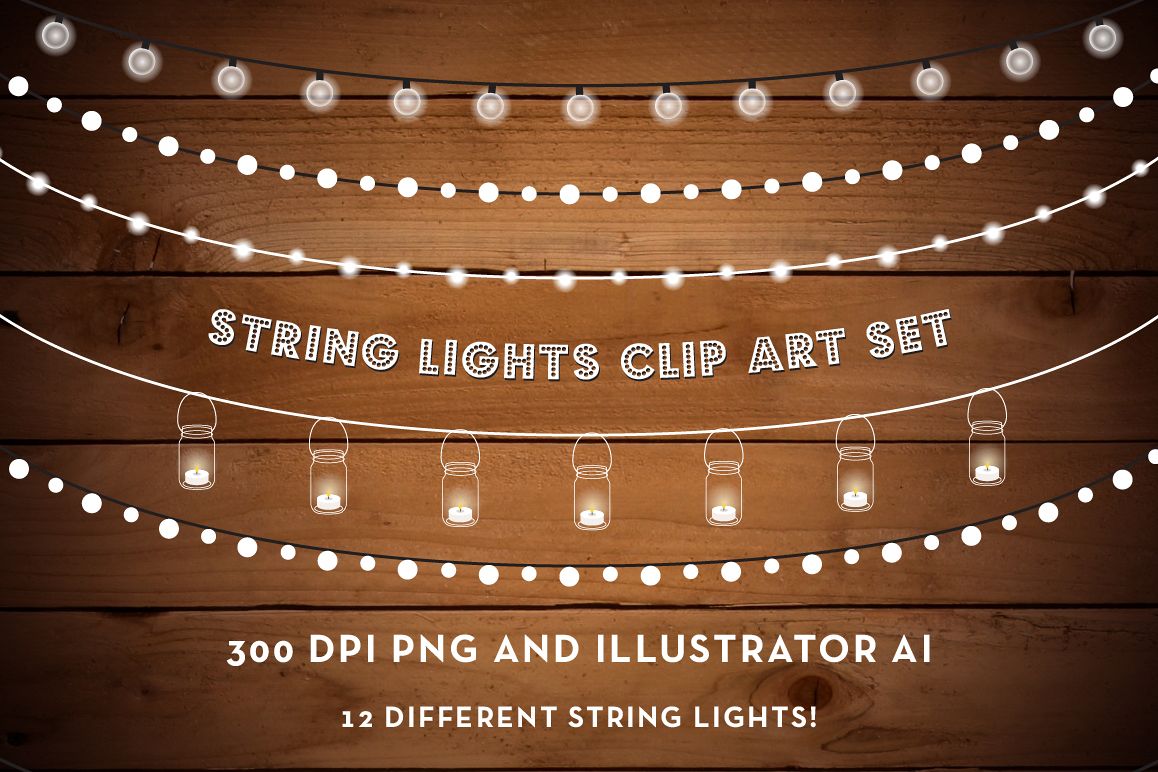 String Lights Clip Art Set - PNG, AI