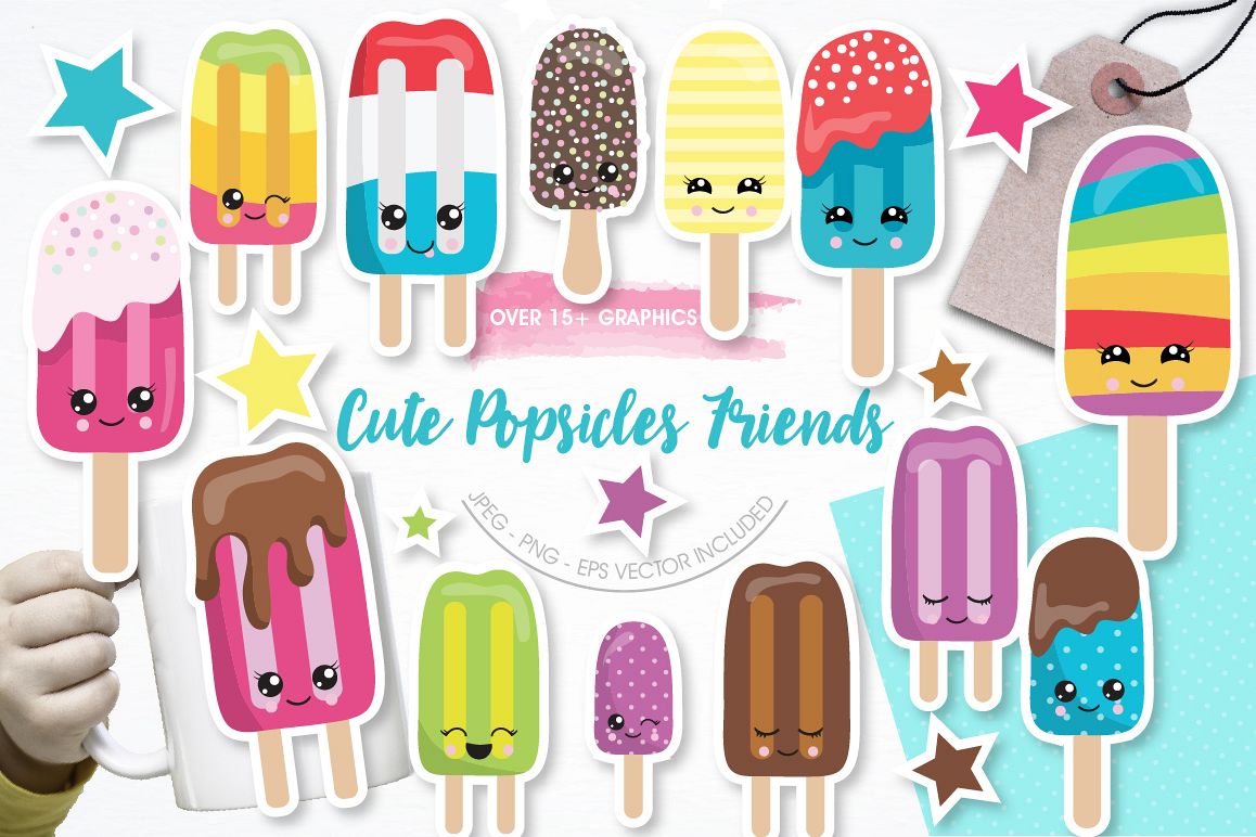 Cute Popsicles Friends graphics and illustrations