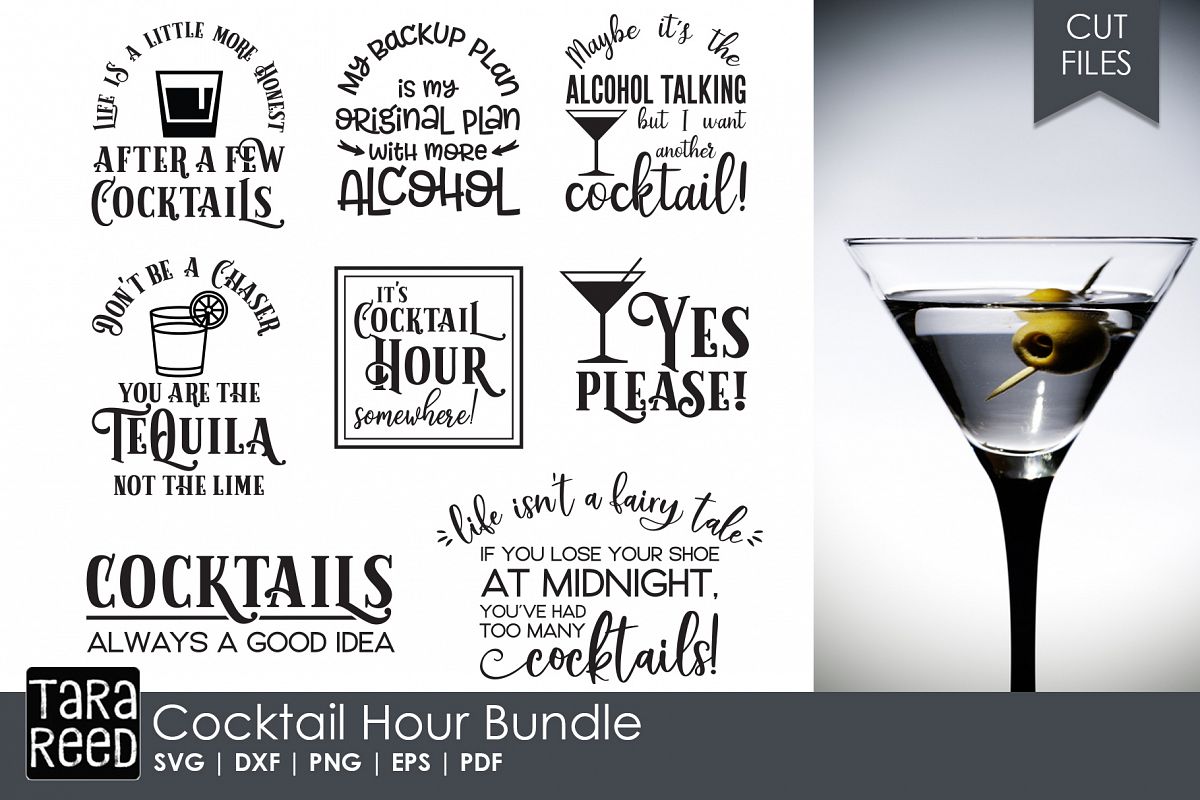 Cocktail Hour Bundle (99522) | Cut Files | Design Bundles