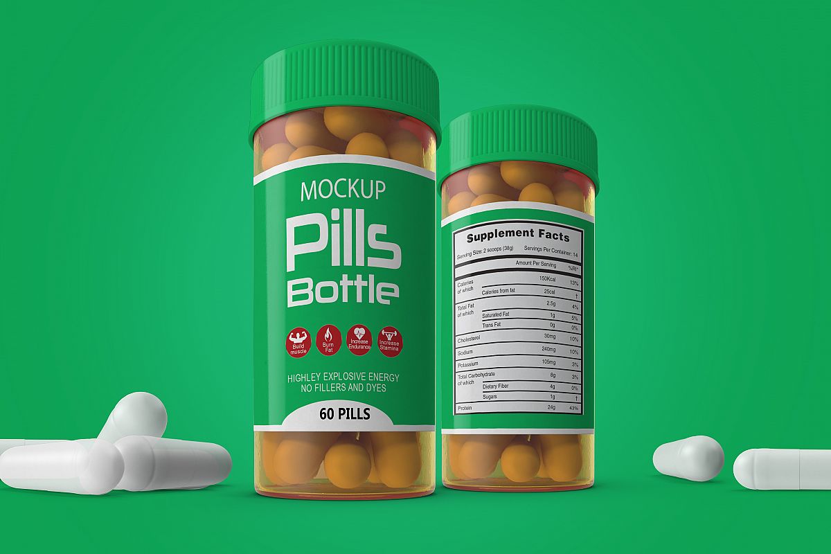 Pills Bottle (56464) | Mock Ups | Design Bundles