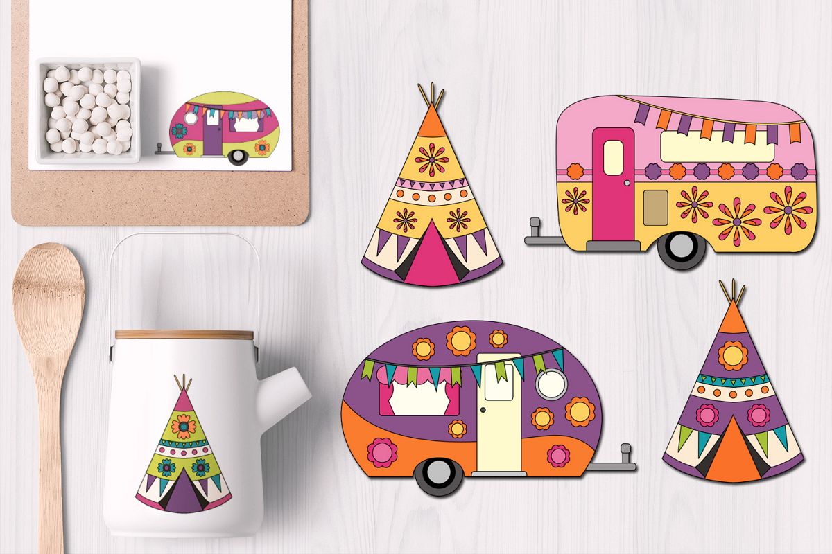 Happy camper Teepee Tent - Camping Caravan Graphics
