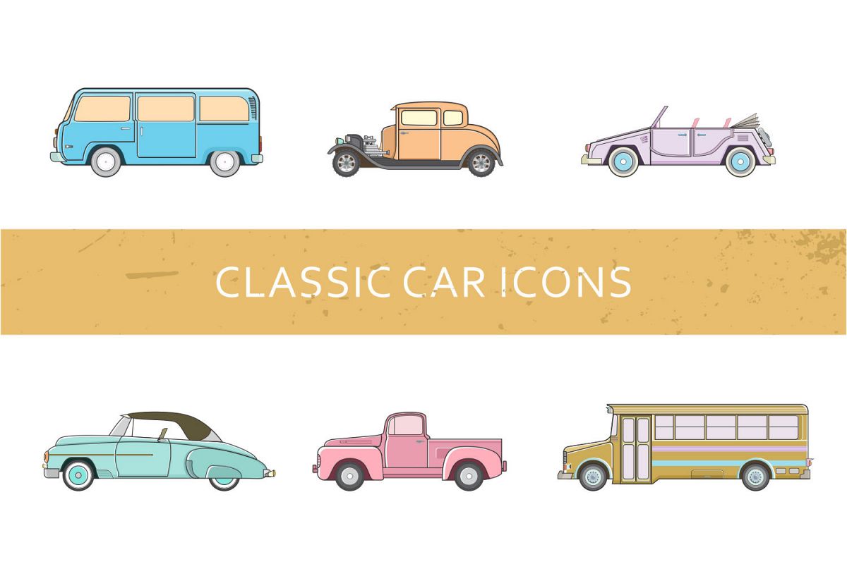 Classic Car Icons Set