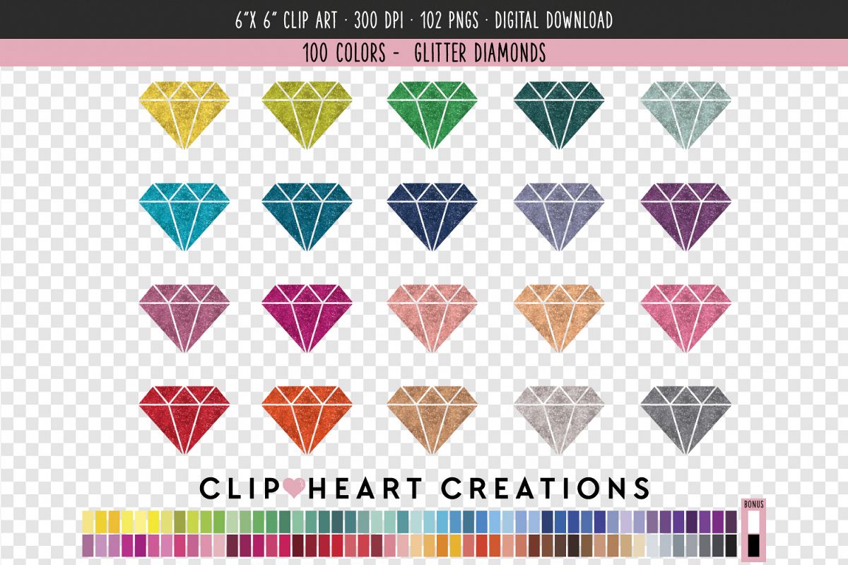 Glitter Diamonds Clip Art - 100 Clip Art Graphics
