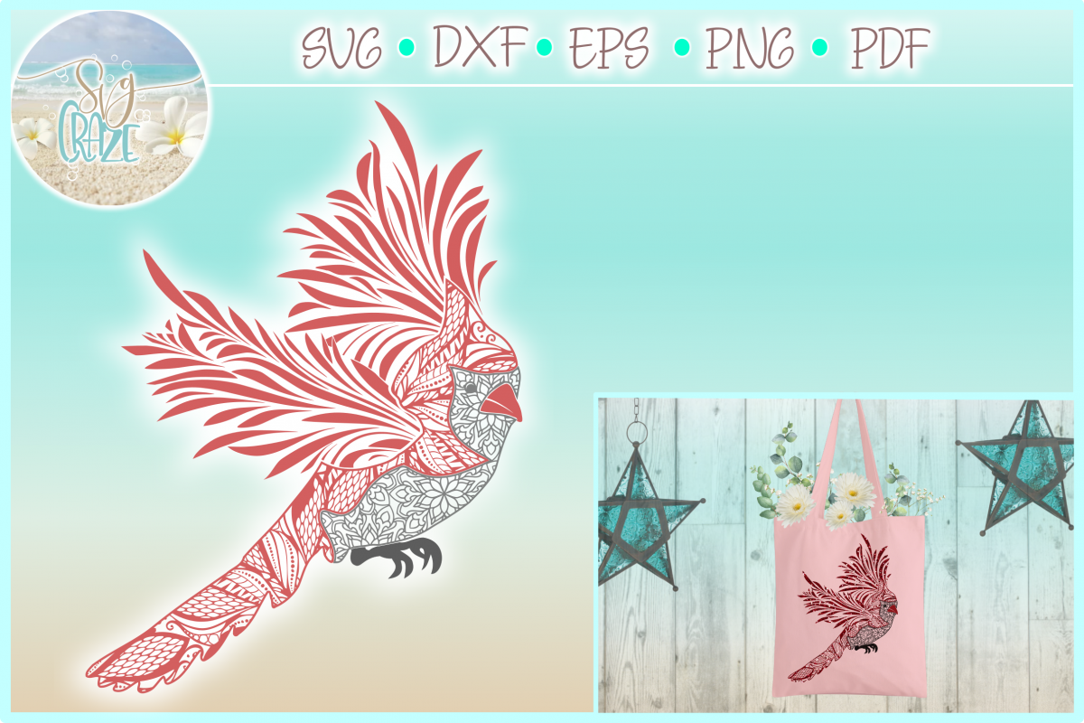 Cardinal Mandala Zentangle SVG Dxf Eps Png PDF files (180204) | SVGs ...