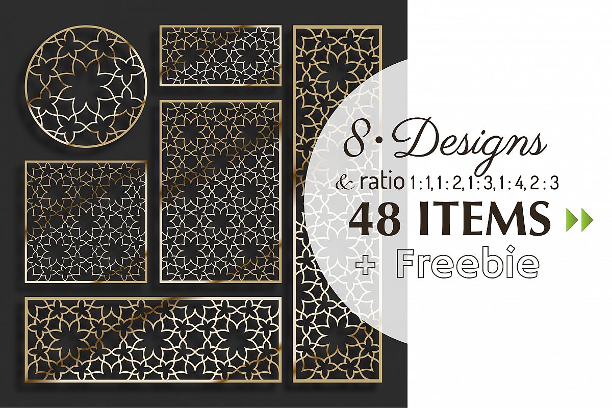 48 Geometric stencil, Islamic art, Laser cut file, Freebie (522911 ...
