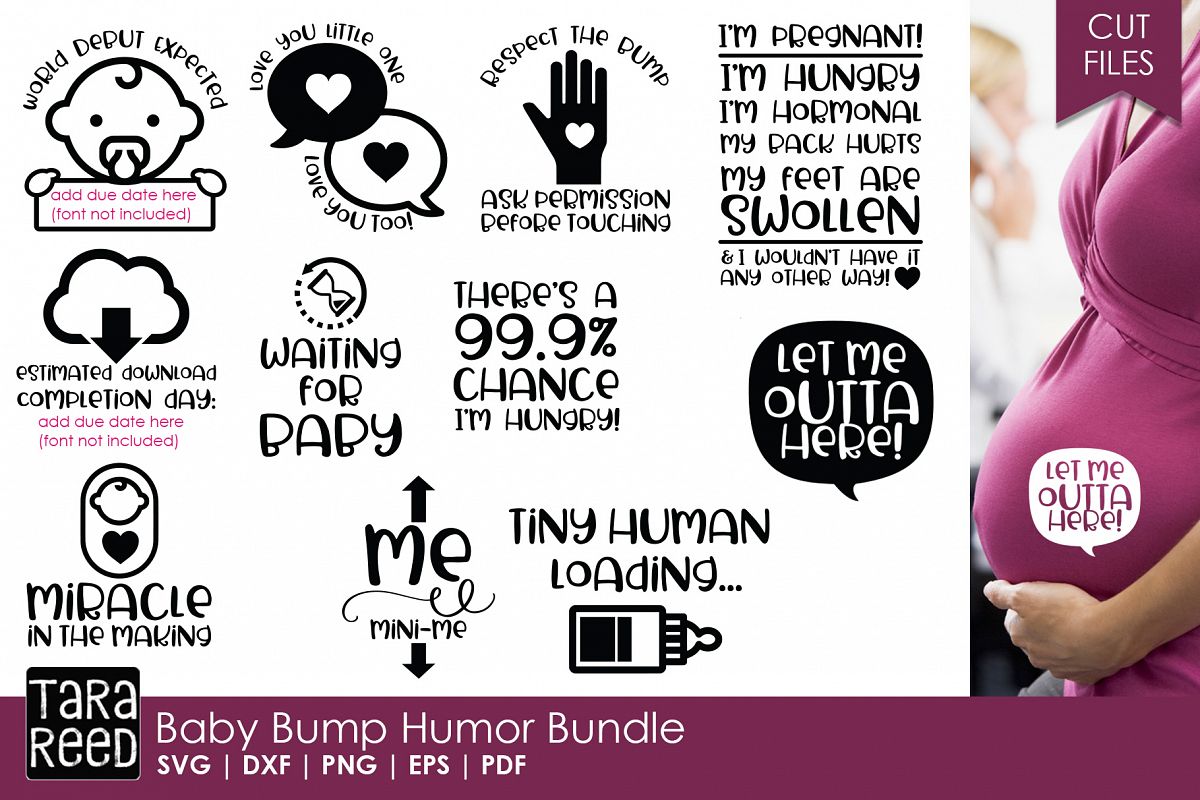 Baby Bump Humor Bundle (125114) | Cut Files | Design Bundles