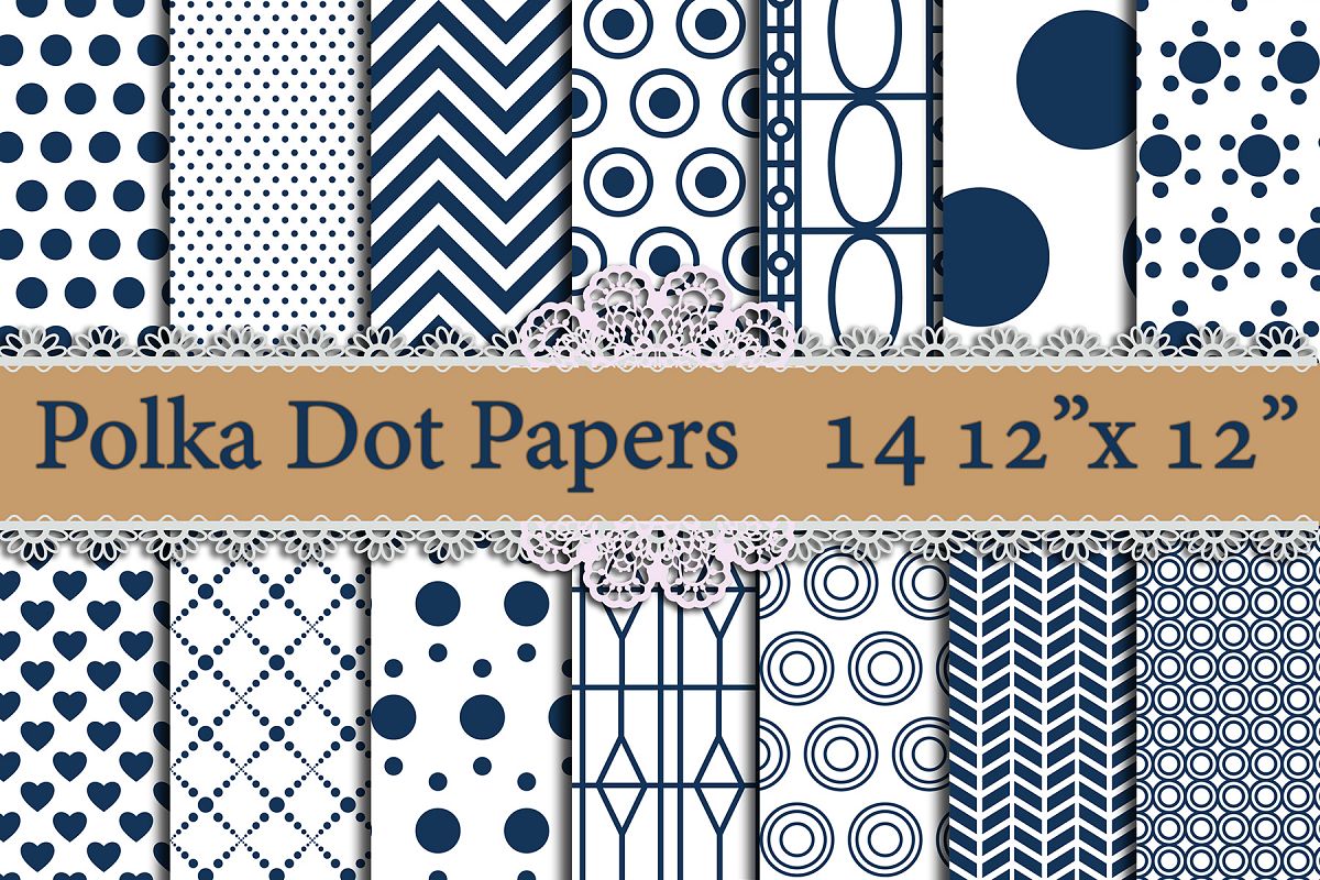 Blue Polka Dot digital paper (30821) | Backgrounds | Design Bundles