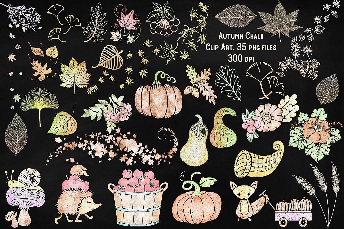 Chalkboard Autumn Clip Art Bundle