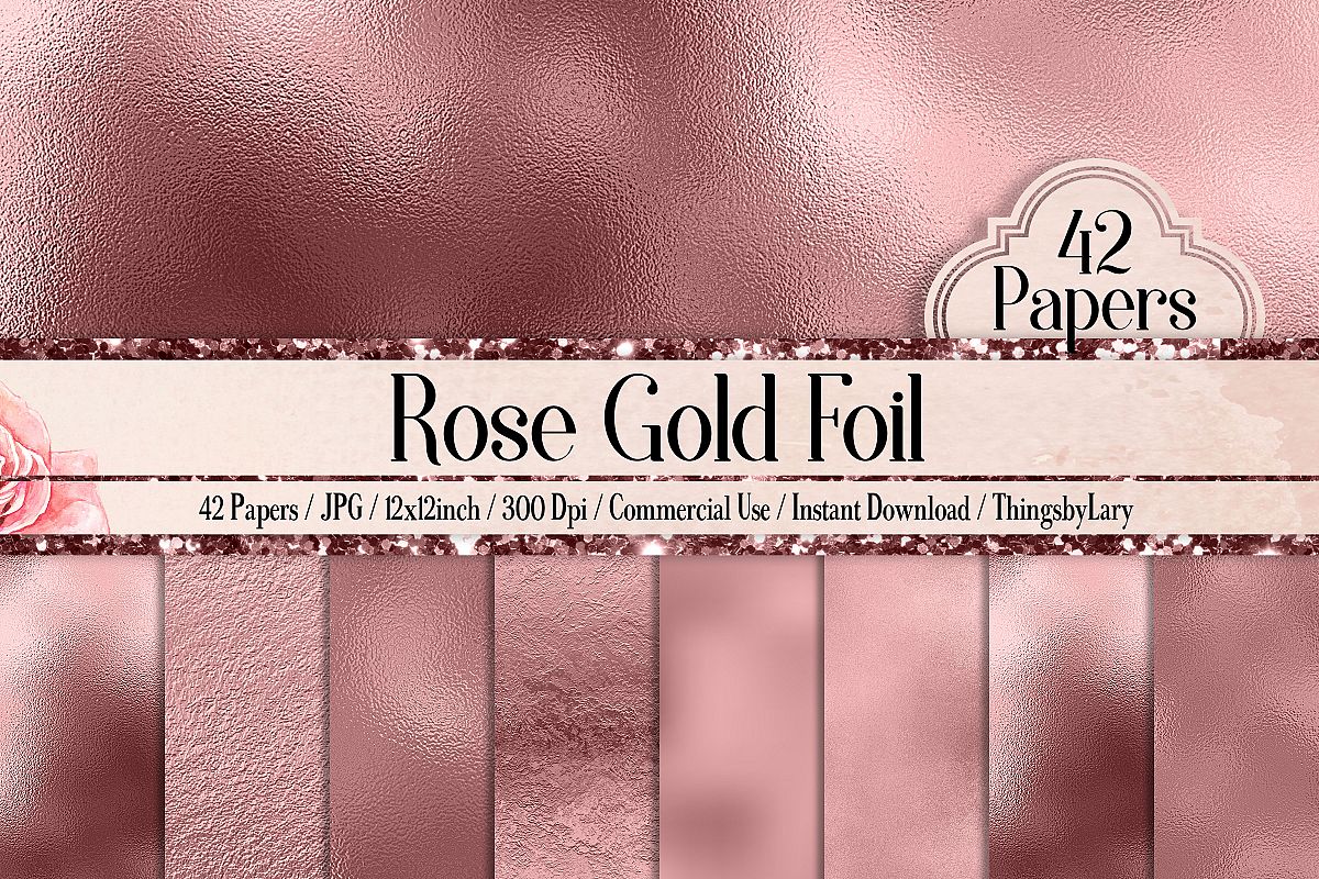 42 Rose Gold Foil Texture Papers