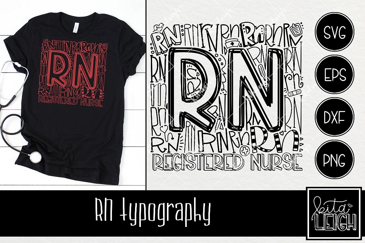 RN Nurse Typography (254622) | Hand Lettered | Design Bundles