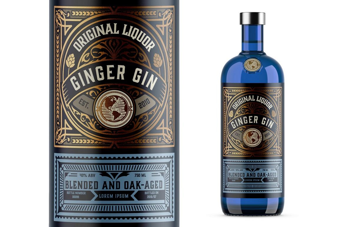 Vintage Gin Label Packaging Layout