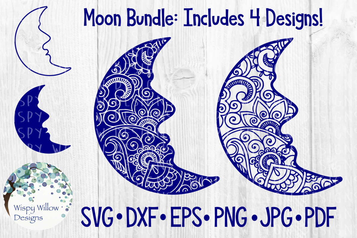 Moon Zentangle, Celestial SVG Cut File