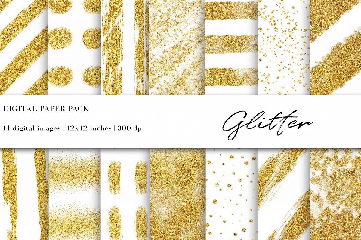 Glitter Digital Papers, Gold Glitter Background (184103) | Textures ...