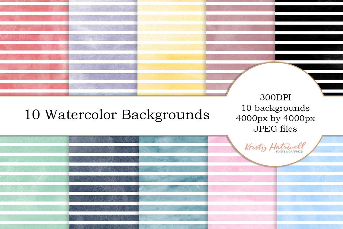 10 Horizontal Striped Watercolor Backgrounds (15971) | Backgrounds ...
