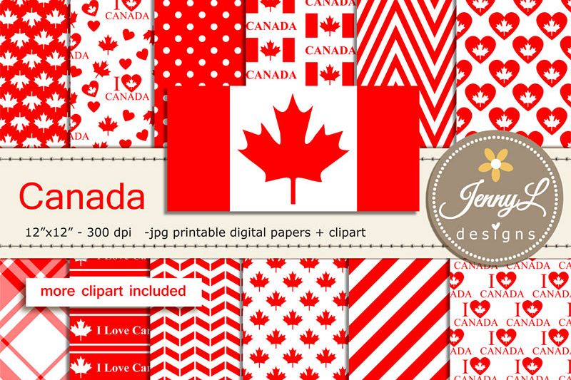 Canada Digital Papers and Clipart SET (81257) | Backgrounds | Design ...