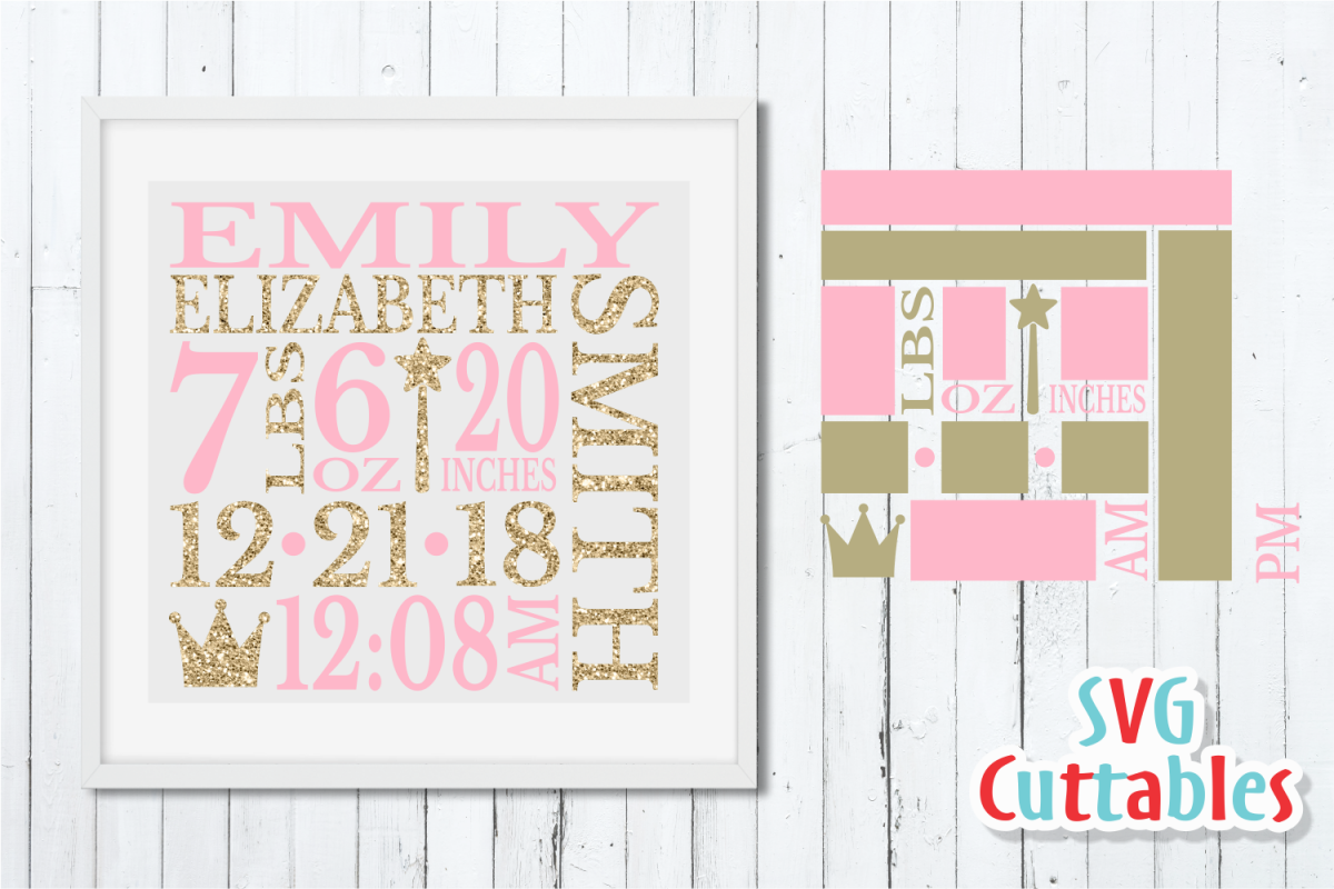 Baby Birth Announcement Template SVG Cut File 101225 Cut Files 