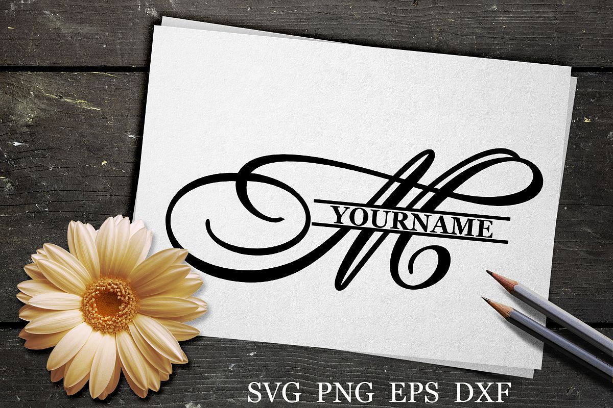 M Split monogram SVG Split letter svg Monogram font