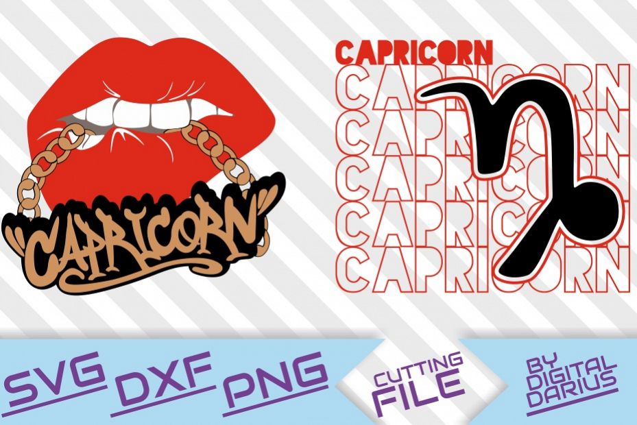 2x Capricorn svg, Zodiac sign svg, Gold chain, biting lips (298941 ...