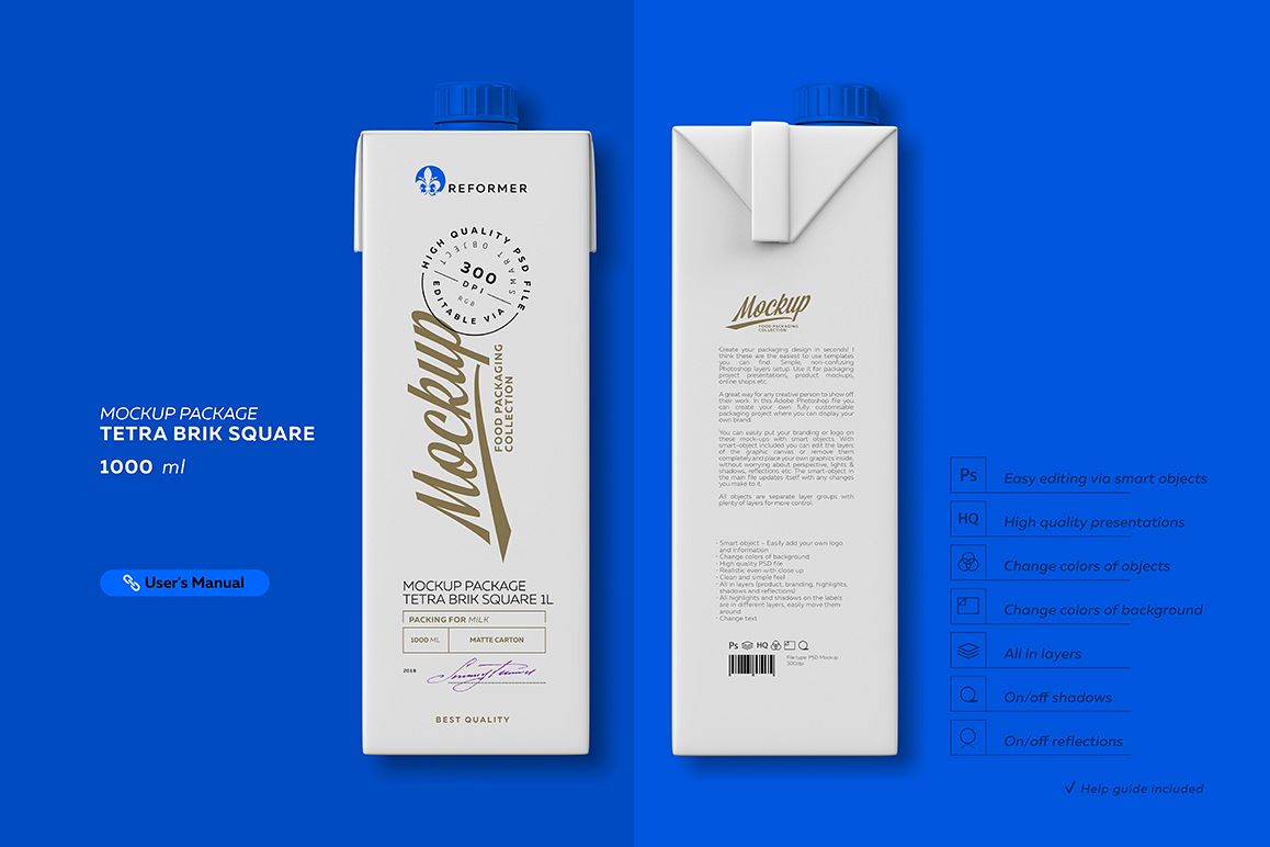 Mockup Package Tetra Brik Square 1L