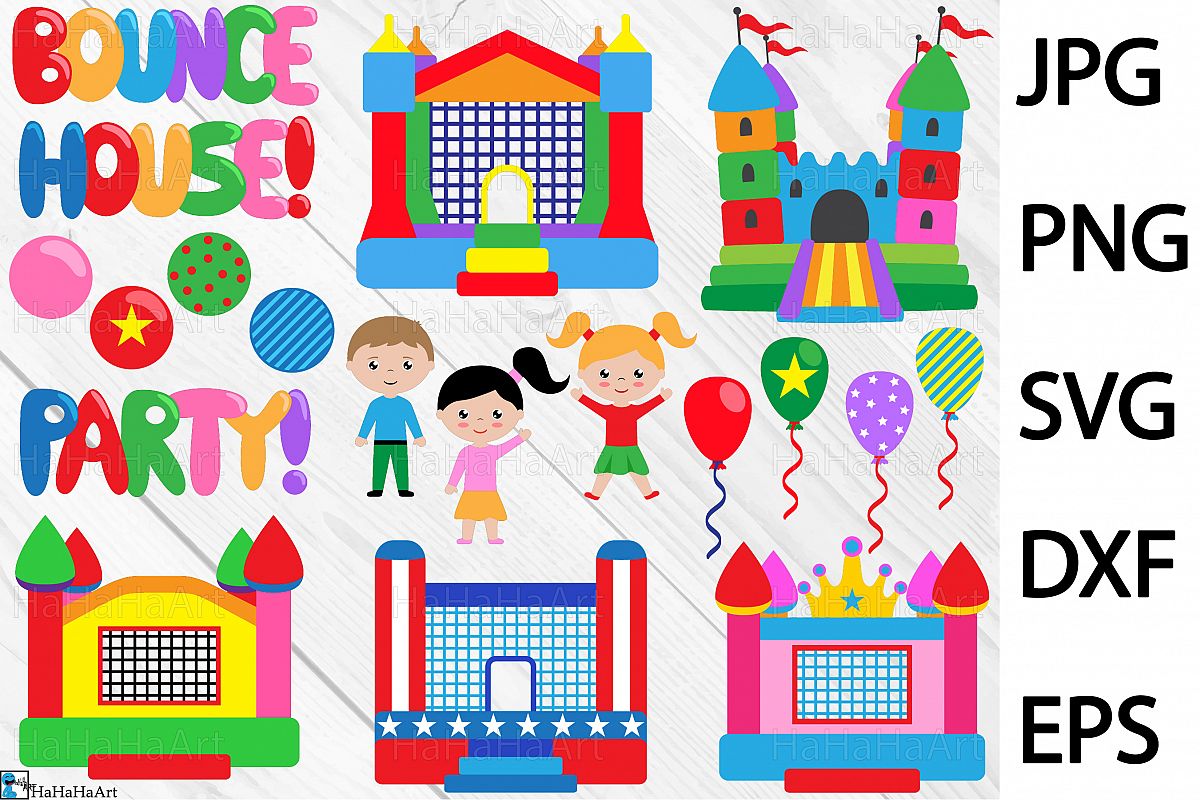 Bounce House Party - Clip art / Cutting Files 300c (333037 ...