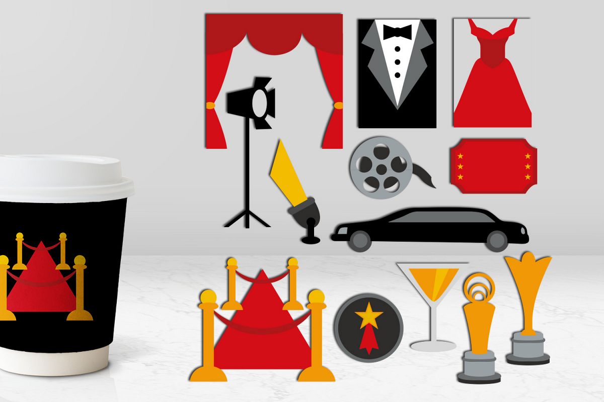 Hollywood red carpet night clip art graphics (87513) | Illustrations ...