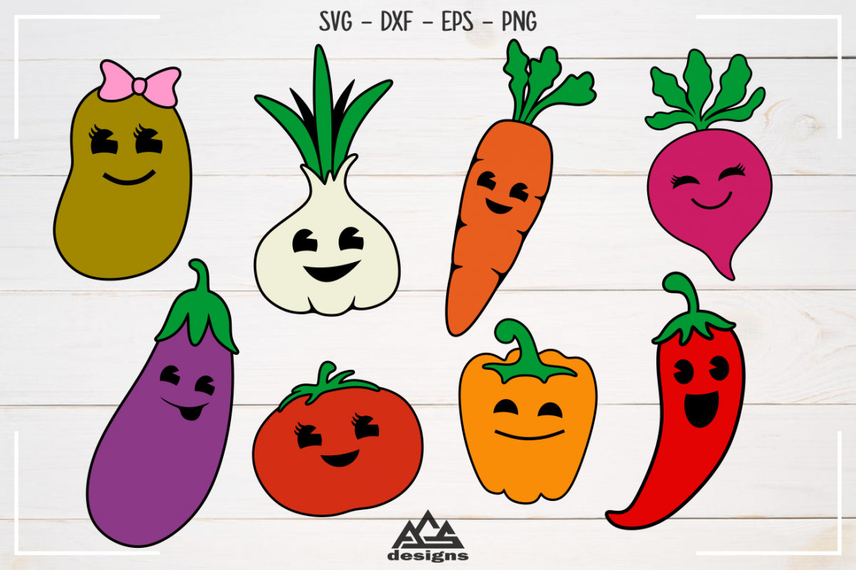 Cute Vegetables Pack Svg Design