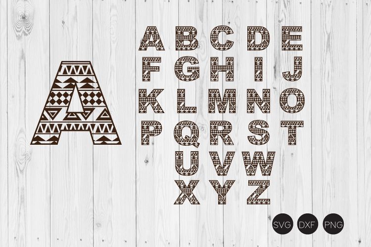 Aztec Alphabet A-Z SVG