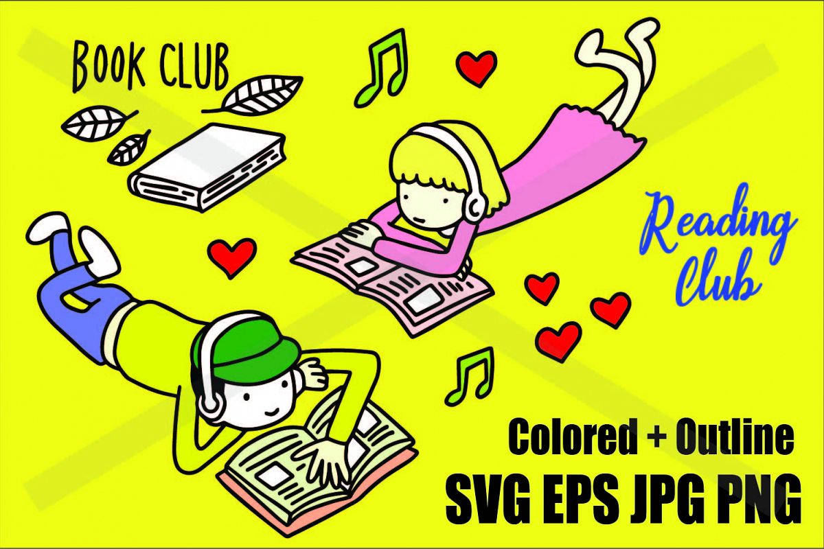 Book Reading Club - SVG-EPS-JPG-PNG (417697) | Illustrations | Design ...