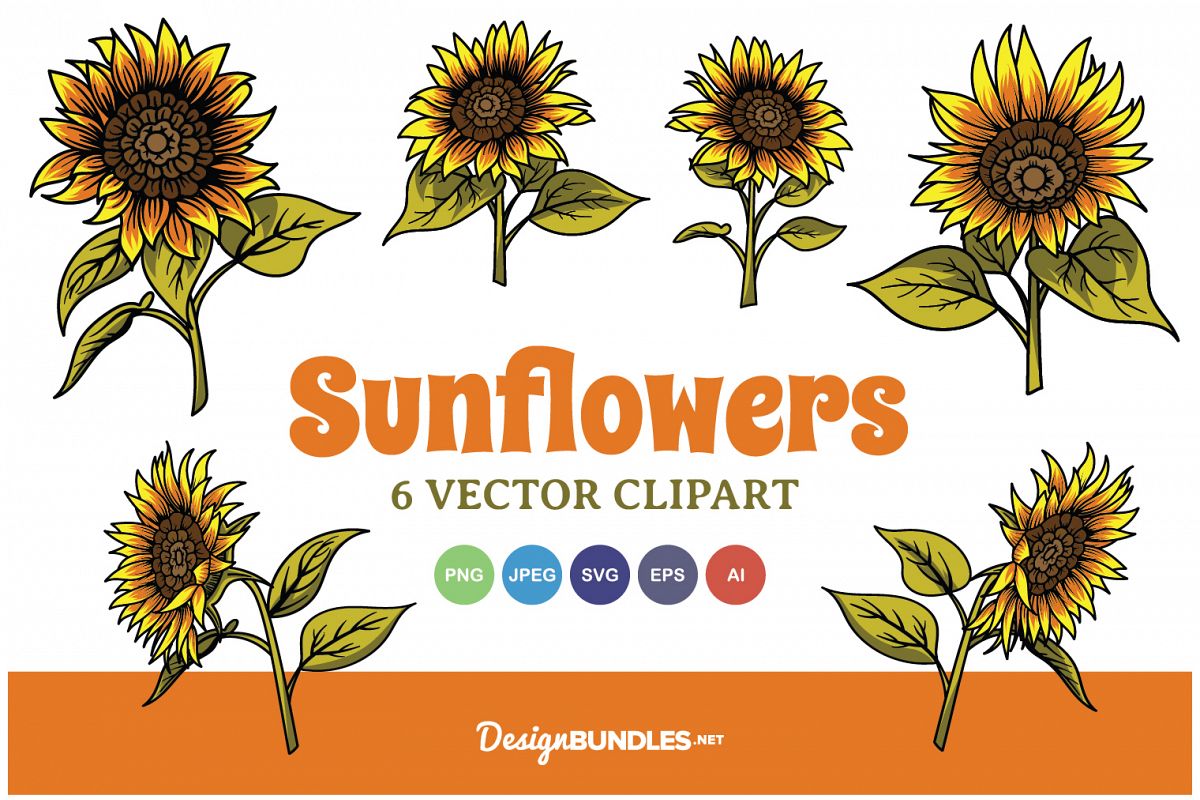 Sunflowers Vector Clipart