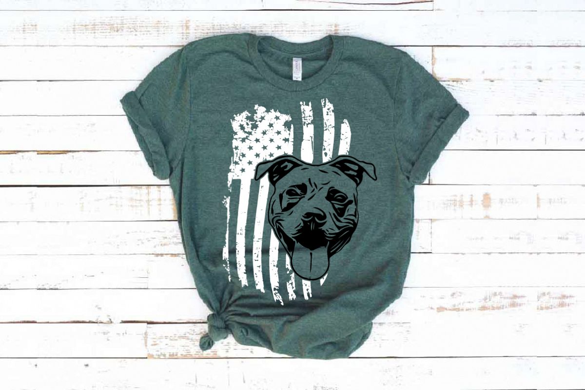 Pit bull USA Flag United States Flag america 1671s