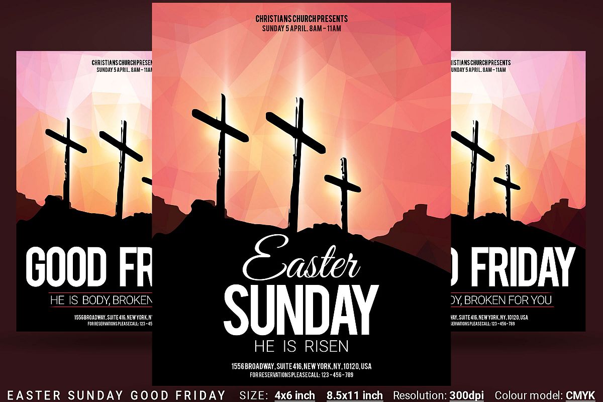 Easter Sunday Good Friday Church Flyer