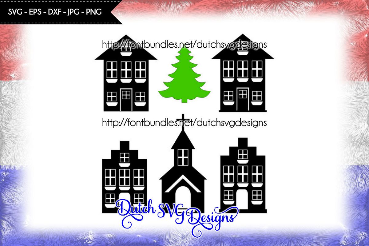 Cut file houses, church and christmas tree, christmas svg (15453 ...
