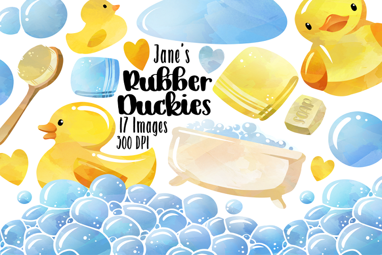 Watercolor Rubber Ducks Clipart