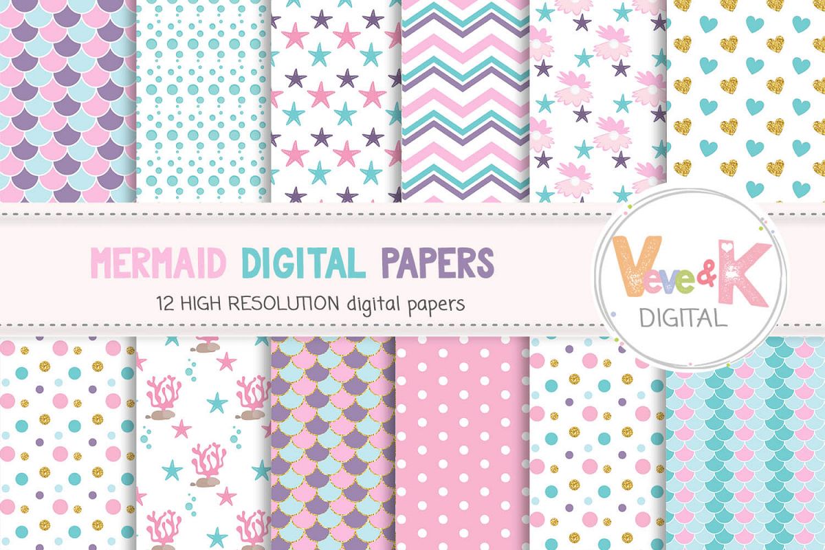Mermaid Digital Papers, Mermaid Papers, Mermaids, Princess Papers ...