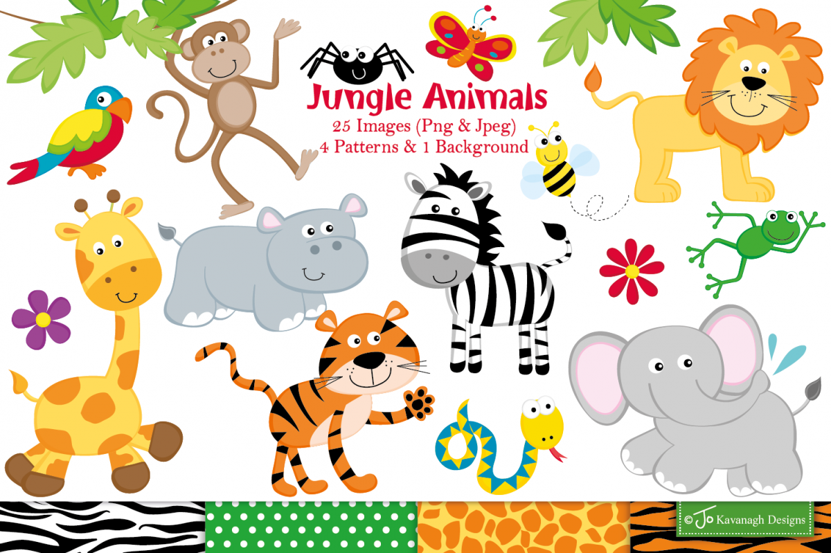 Jungle clipart, Jungle animals graphics & illustrations -C15 (78707 ...