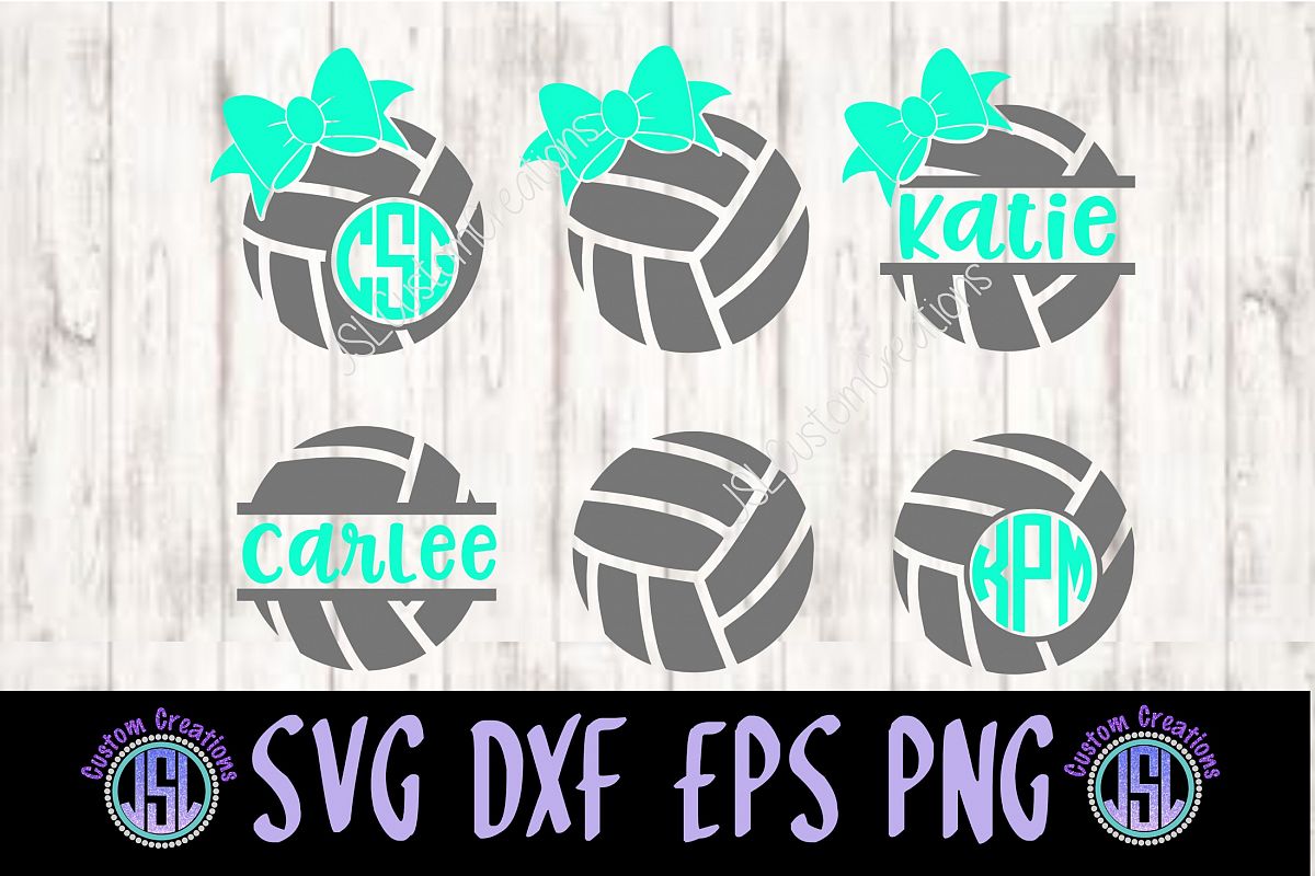 Volleyball Monogram & Split Name Frame SVG DXF EPS PNG File (109136 ...