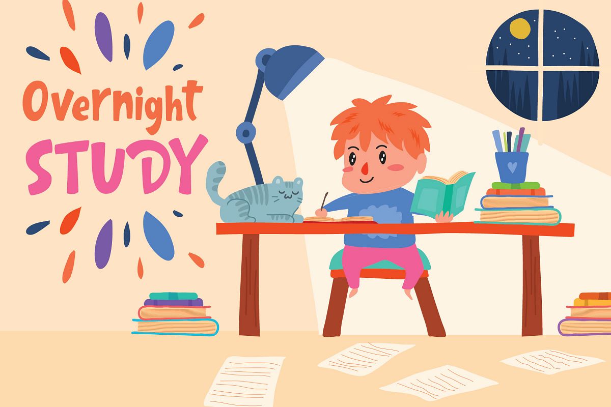 Overnight Study - Vector Illustration