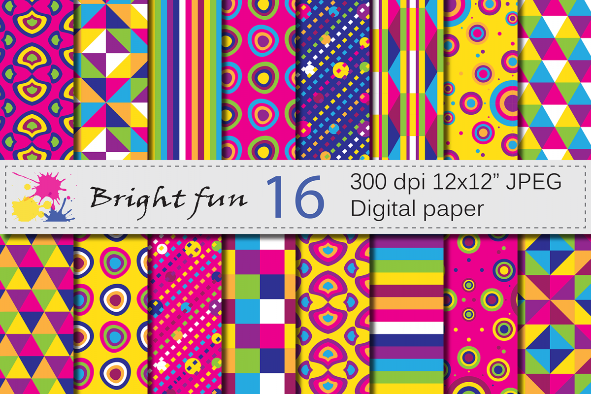 Bright geometric digital papers /Colorful backgrounds (216986 ...