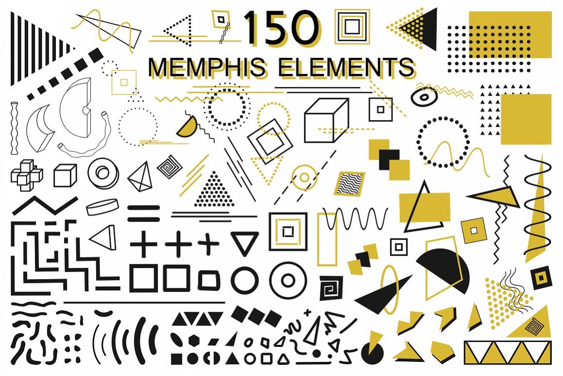 Memphis geometric elements set. (16050) | Decorations | Design Bundles