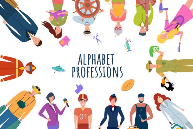 Colorful alphabet of professions. 26 professions.Book Vector (536820 ...