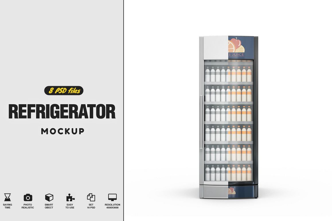 Refrigerator Mockup (35302) | Mock Ups | Design Bundles