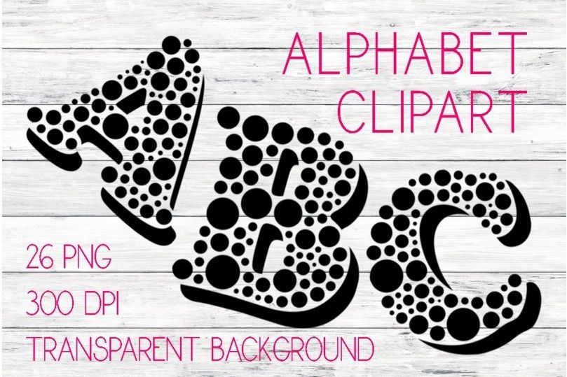 Dotted alphabet clipart set