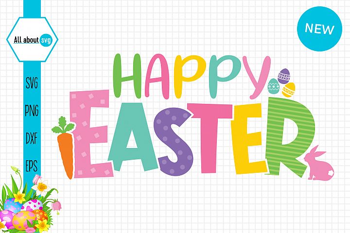 Colorful Happy Easter Svg