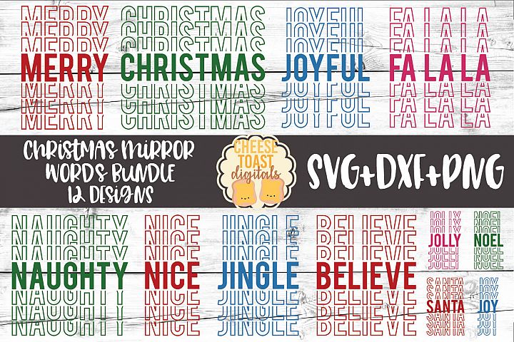 Christmas Mirror Words Bundle - Holiday SVG PNG DXF Cut File (359272 ...