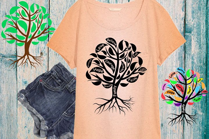 Family Tree love strength dream believe heart -751S (63828) | SVGs ...