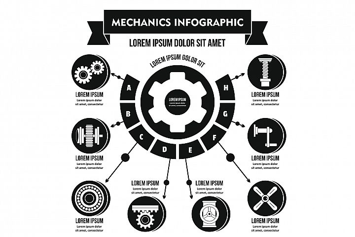 Mechanics infographic concept, simple style